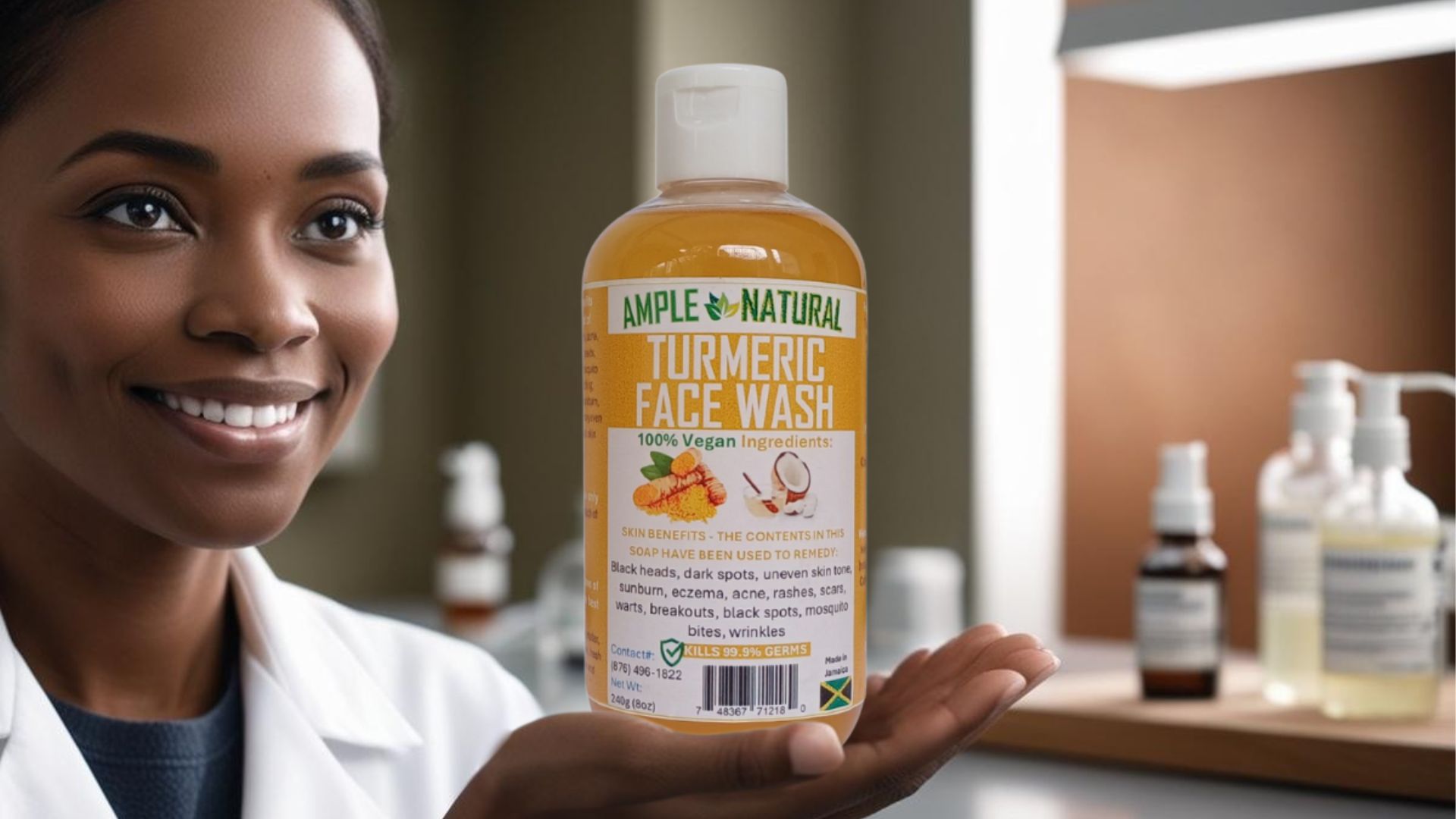 Turmeric Face Wash - Daily Facial cleanser for All Skin Types - Foaming ...