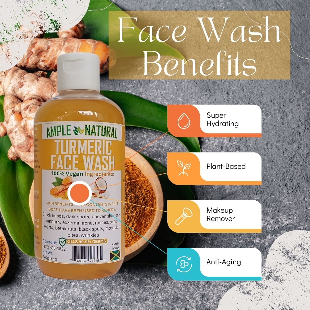 Turmeric Face Wash - Daily Facial cleanser for All Skin Types - Foaming ...
