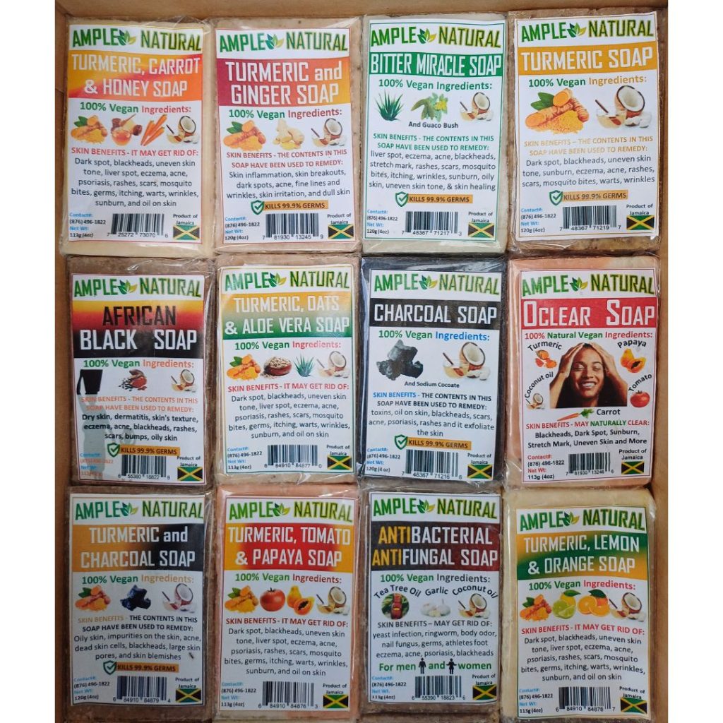 Ample Natural Bar Soap Set (12 bars) Turmeric Carrot Honey, Turmeric ...